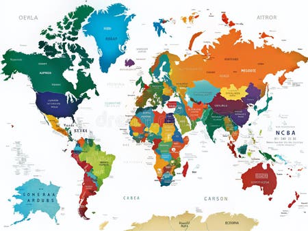 Interactive World Political Map ColorCoded Continents for Easy Global ...