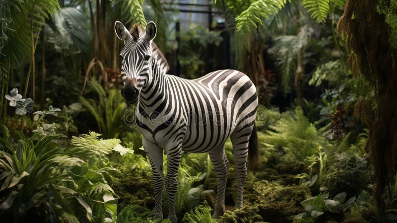 Interactive Zebra Exhibit in a Hyper-realistic Jungle Stock Photo ...