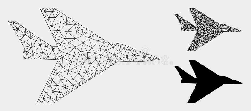 Intercepter Plane Vector Mesh 2D Model and Triangle Mosaic Icon Stock ...