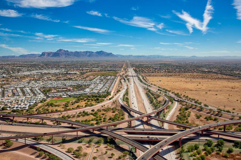 60 and 202 Interchange from Overhead Stock Image - Image of desert ...