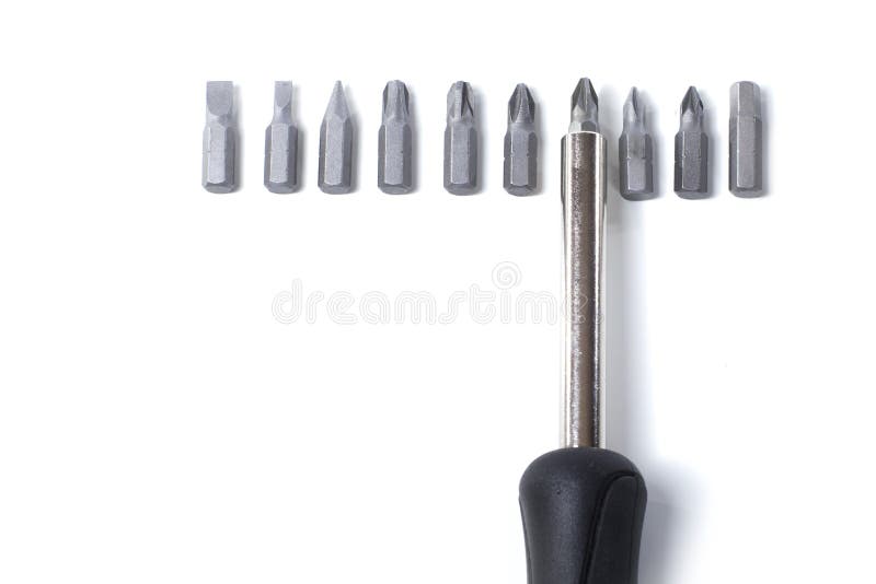 Interchangeable Head Screwdriver with Bits Stock Photo - Image of tool ...