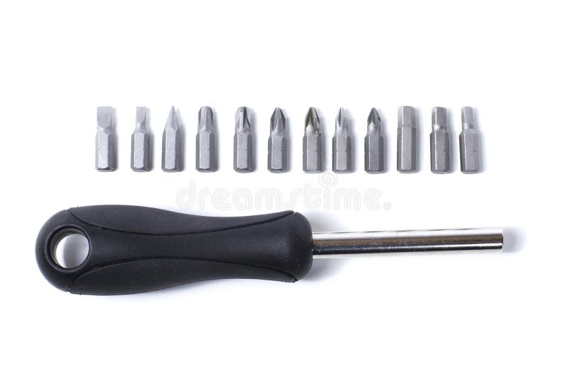 Interchangeable Screwdriver with a Set of Heads Stock Photo - Image of ...