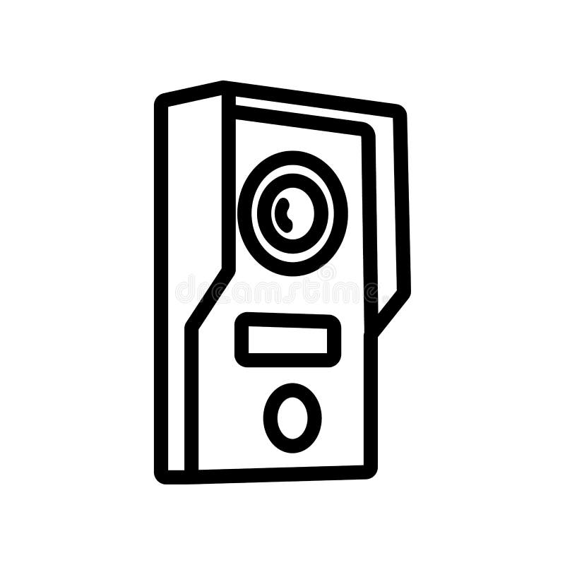 Intercom with Button and Camera Icon Vector Outline Illustration Stock ...