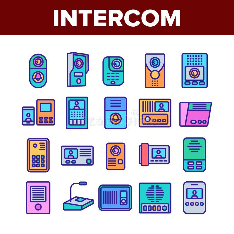 Intercom Communication Collection Icons Set Vector Stock Vector ...