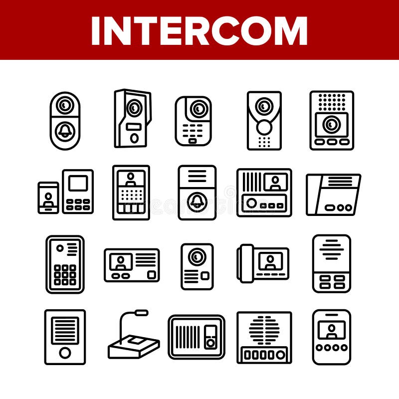 Intercom Communication Collection Icons Set Vector Stock Vector ...