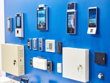 Intercom Control Panels with Monitors in Store Editorial Photo - Image ...