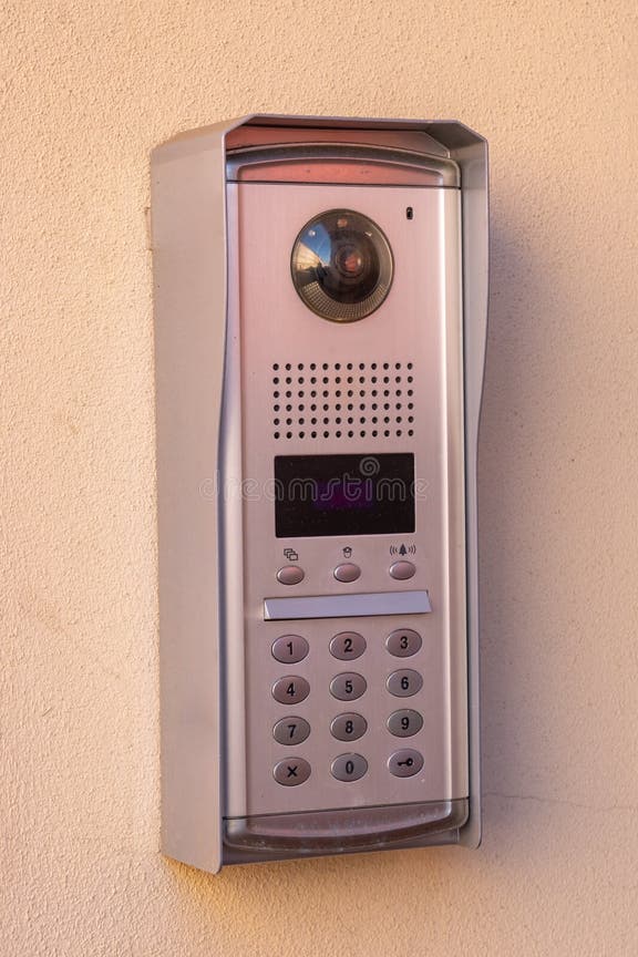 Intercom Doorbell and Access Code Panel on Wall Residential Building ...