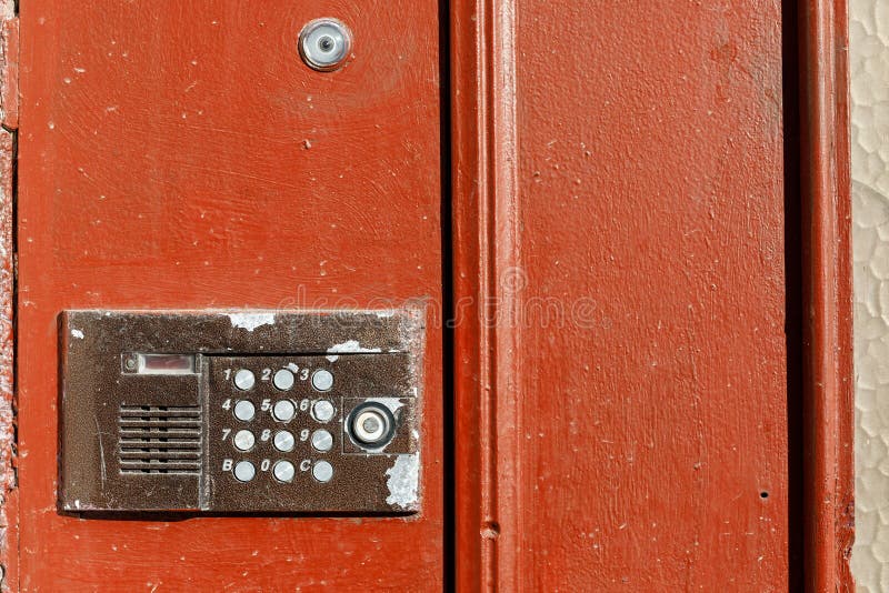 Intercom Doorbell on Apartment Building Doors. Stock Image - Image of ...
