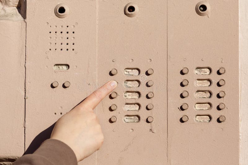 Intercom Doorbell on Apartment Building Doors. Stock Photo - Image of ...