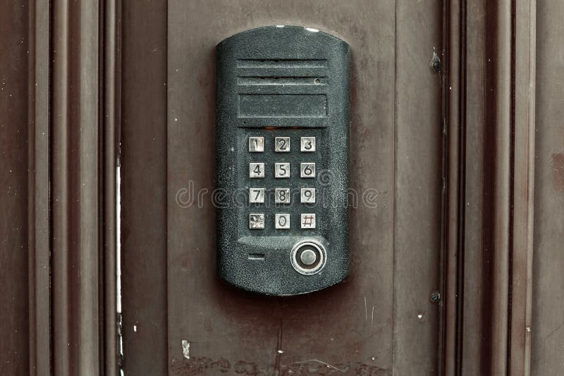 Intercom Doorbell on Apartment Building Doors. Stock Image - Image of ...