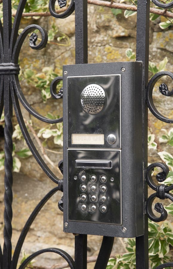 Intercom and Keypad on Ornate Fence Stock Photo - Image of card, gate ...