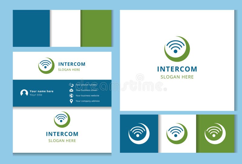 Intercom Logo Design with Editable Slogan. Branding Book and Business ...