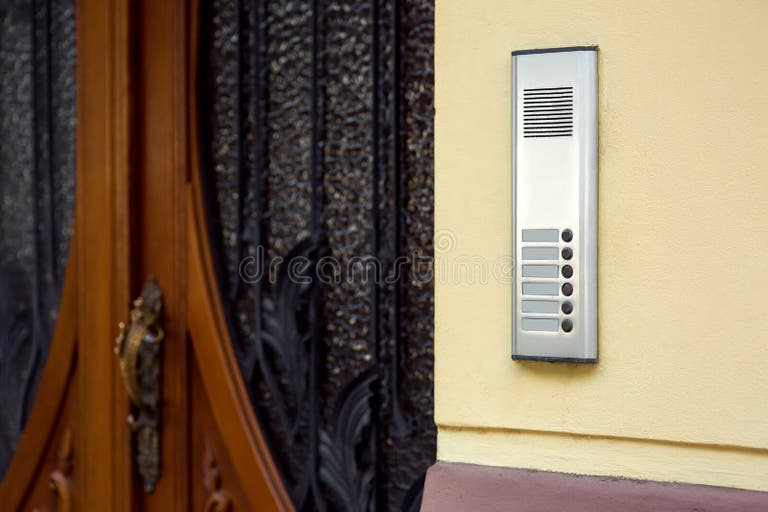 An Intercom with a Microphone and Call Buttons. Stock Photo - Image of ...