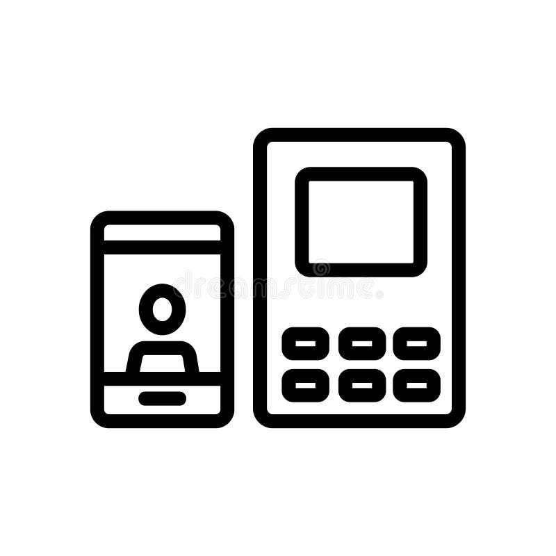 Intercom and Mobile Phone Icon Vector Outline Illustration Stock Vector ...