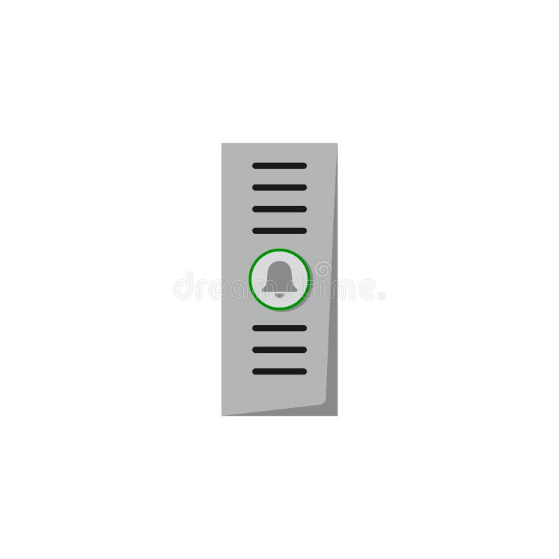 Intercom Outer Entrance Panel with Button Flat Vector Illustration ...