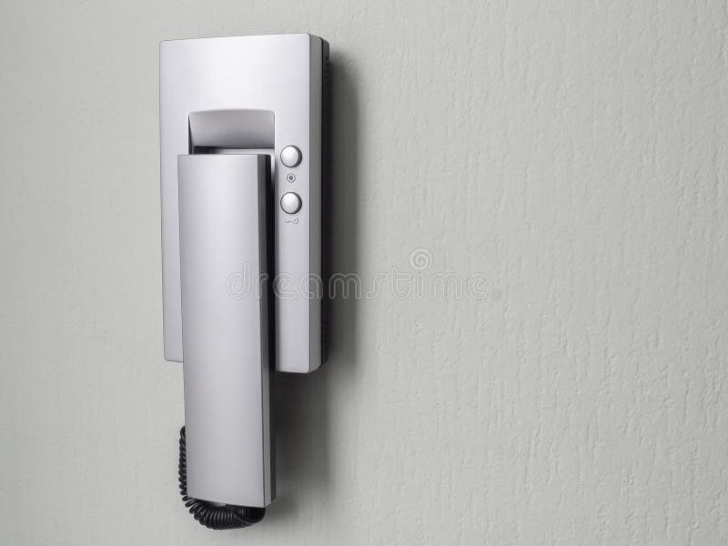 Intercom Receiver on a Light-colored Wall Stock Image - Image of estate ...