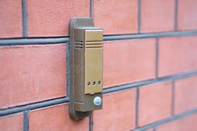 Intercom on a Red Brick Wall Stock Image - Image of phone, intercom ...