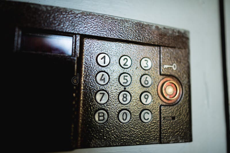 Intercom with Round Buttons Stock Photo - Image of interphone, worn ...