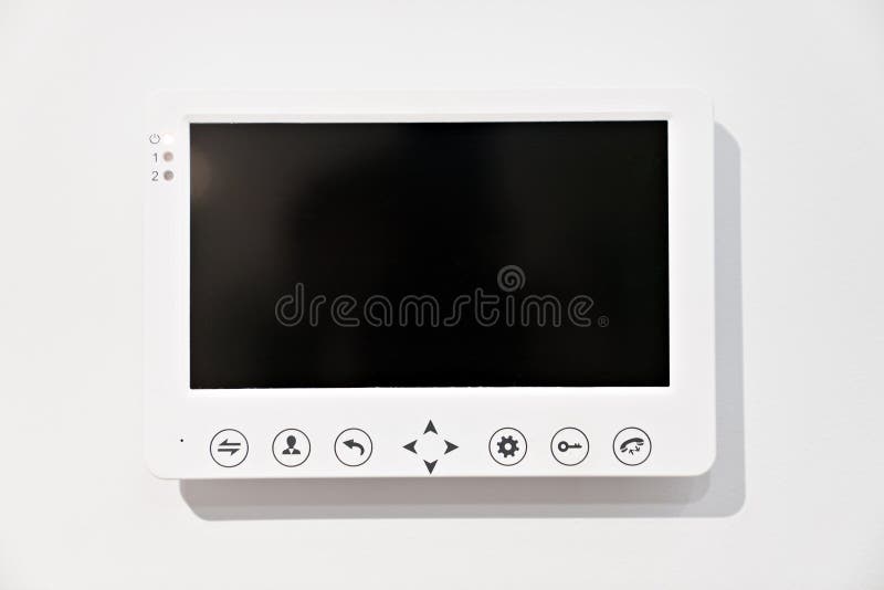 Intercom Screen on a White Wall. Home Security and Video Surveillance ...