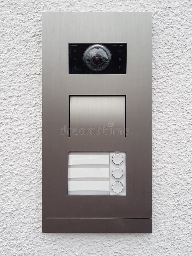 Intercom on White Textured Wall. Facade House Stock Photo - Image of ...
