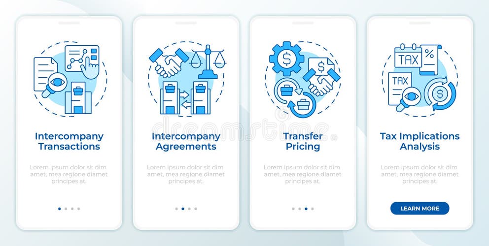 Intercompany Transaction Process Blue Onboarding Mobile App Screen Stock Vector - Illustration ...