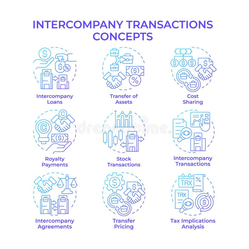 Intercompany Transactions Blue Gradient Concept Icons Stock ...