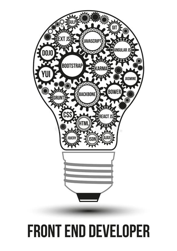 Interconnected Black Front End Technology Gears Stock Illustration ...