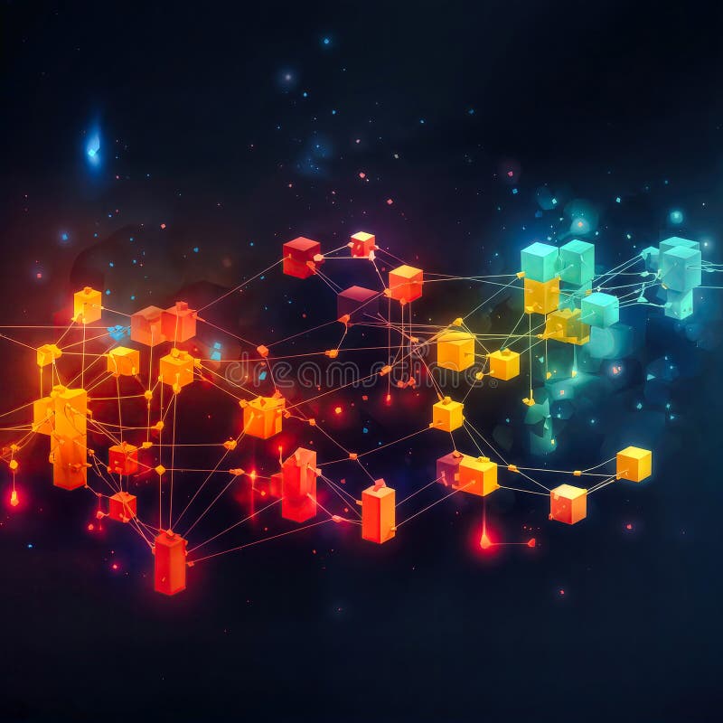 Interconnected Blocks Against a Black Background. Stock Illustration ...