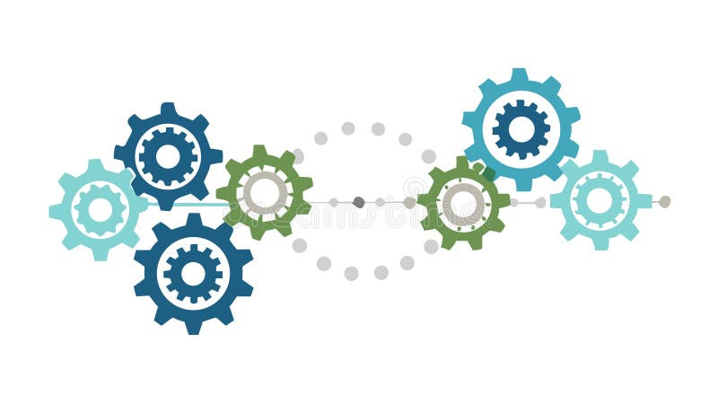 Interconnected Blue Gears Cogs Teamwork Innovation Vector, Vector ...