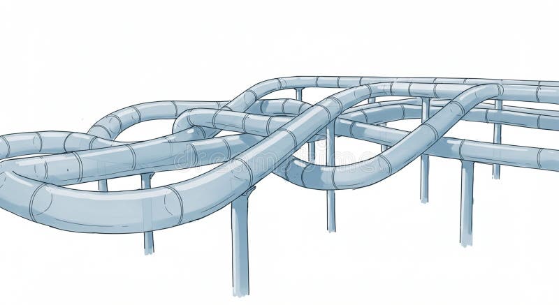 Interconnected Blue-grey Water Slide Tubes with Smooth Curves and Loops ...