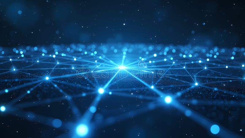 Interconnected Blue Light Beams Creating Geometric Pattern Space Stock ...