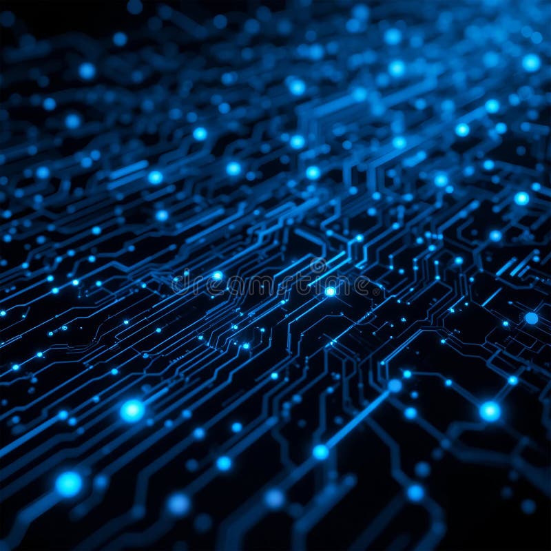 Interconnected Blue Lines and Nodes Create a Circuit-like Pattern ...