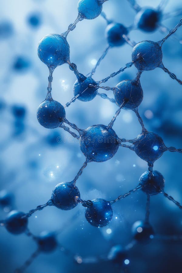 Interconnected Blue Spheres Forming Complex Molecular Structure with ...