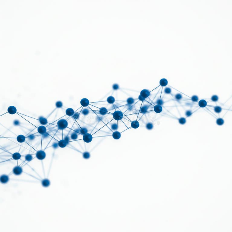 Interconnected Blue Spheres and Thin Lines Form a Network or Molecular ...