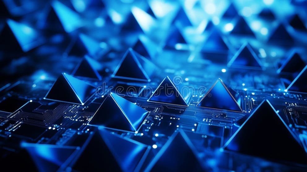 Interconnected Blue Triangles on Circuit Board a Visual Representation ...