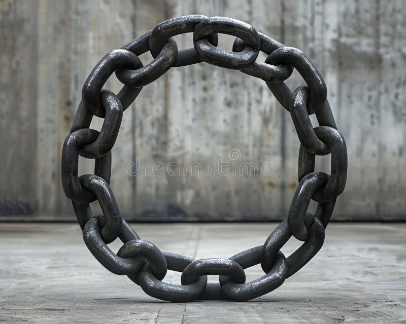 Interconnected Chain Circle: Minimalist Metallic Grey Links Composition ...