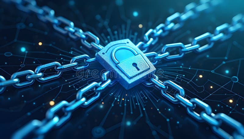 Blockchain Security Education with Shield Symbols Stock Illustration ...