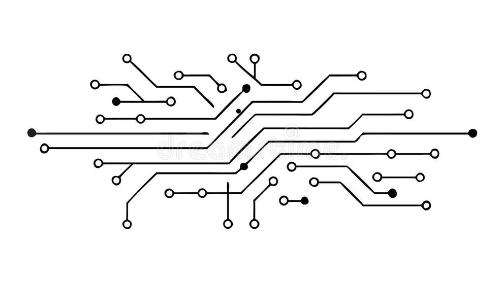 Interconnected Circuit Board Lines, Digital Networks, Vector Design ...