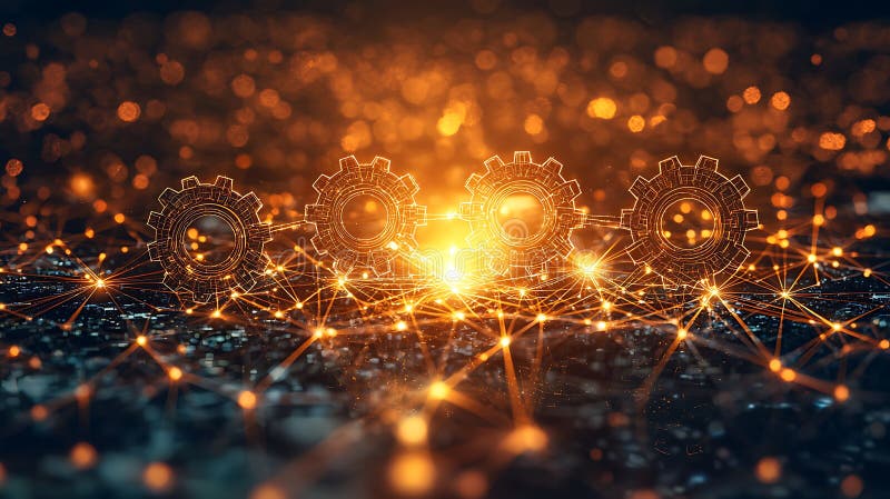 Interconnected Cogs Network Synergy and Global Innovation Stock Image ...