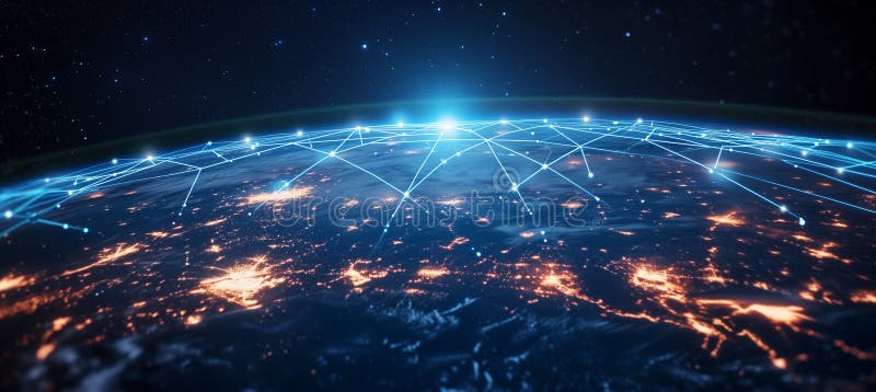 Interconnected Communication Lines on Globe for Global Reach, Online ...