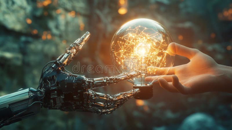 Interconnected Data Exchange between Robot Hand and Human Hand Stock ...