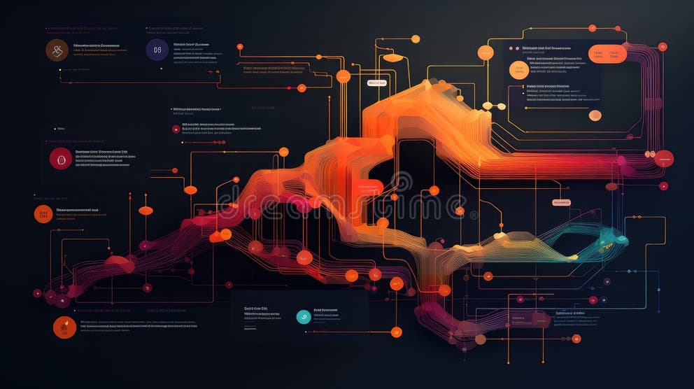 Interconnected Data Flow Infographic Stock Illustration - Illustration ...