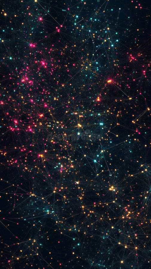 Interconnected Data Nodes on a Dark Background with Vibrant Colors and ...