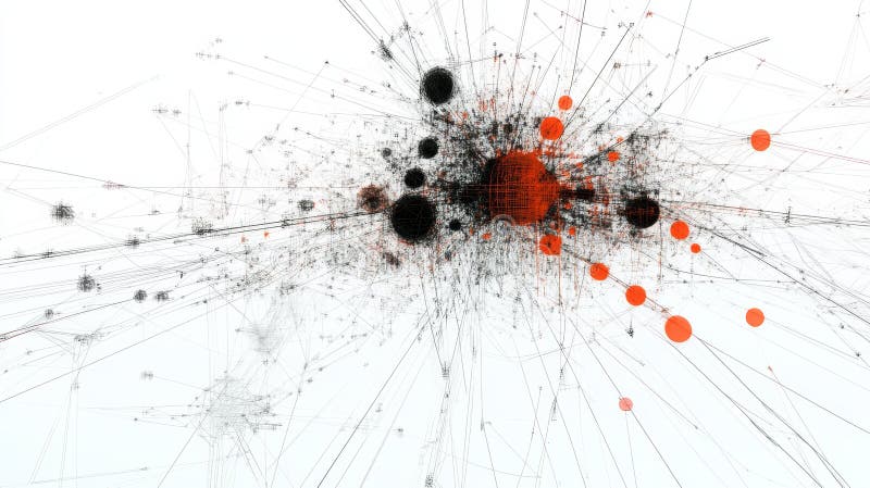 Interconnected Data Nodes Visualization In Abstract Conceptual Design Stock Illustration