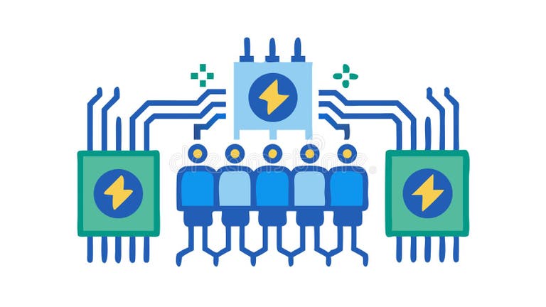 Interconnected Data Paths Circuit Board Icon, Vector Design Generative ...