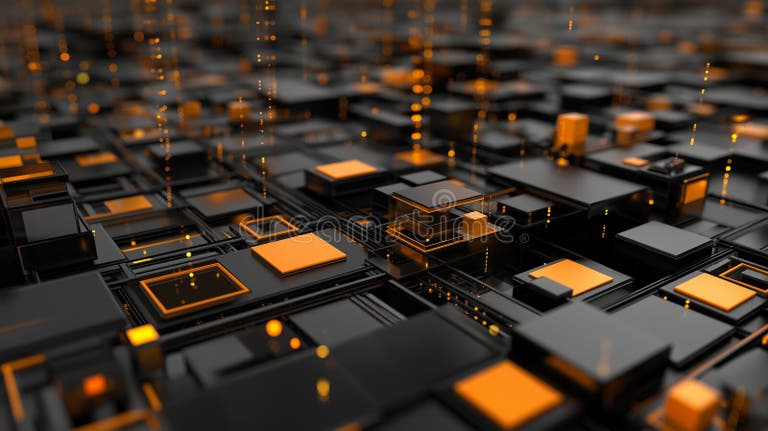 Interconnected Digital Circuitry with Luminous Data Pathways Stock ...