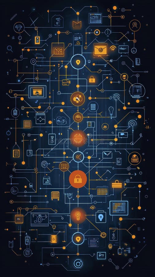 Interconnected Digital Icons Emphasizing Data Sharing Stock ...