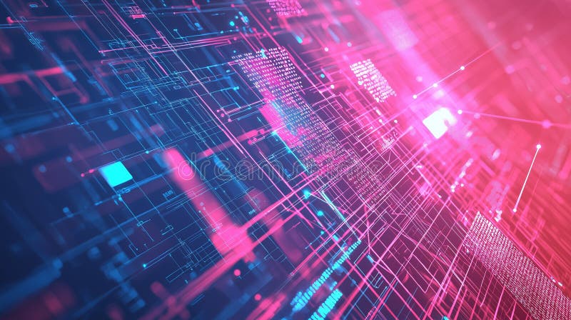 Interconnected Digital Lines in Abstract Design Stock Illustration ...