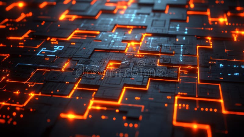 Interconnected Digital Puzzle Pieces Suspended Above a Lively, Tech ...