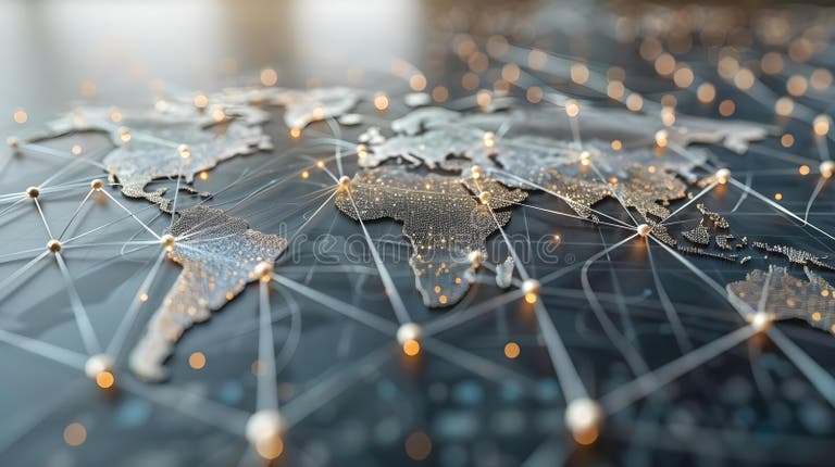 Interconnected Digital World - AI & IoT Global Network. Concept Technology Trends, AI ...